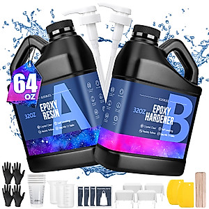 Epoxy Resin 68OZ - Crystal Clear Epoxy Resin Kit - No Yellowing No Bubble Art Resin Casting Resin for Art Crafts, Jewelry Making, Wood & Resin Molds(34OZ x 2)