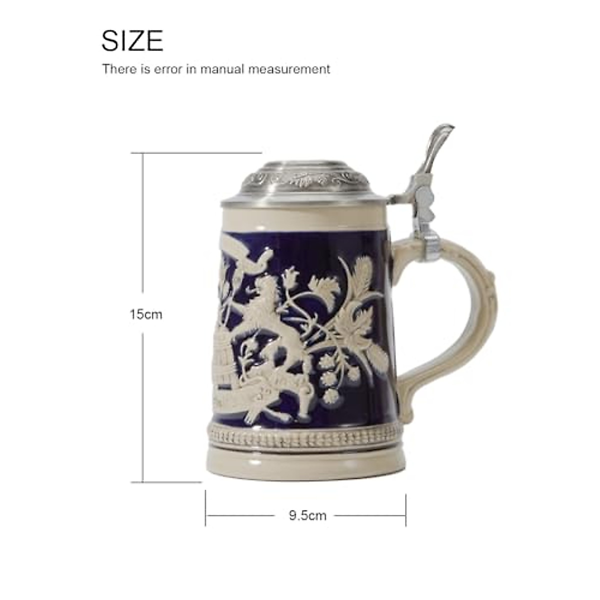 HAUCOZE Beer Stein Mug German Bavarian Drinking Stanley Drinking Mug with Lid for Man 0.6Liter