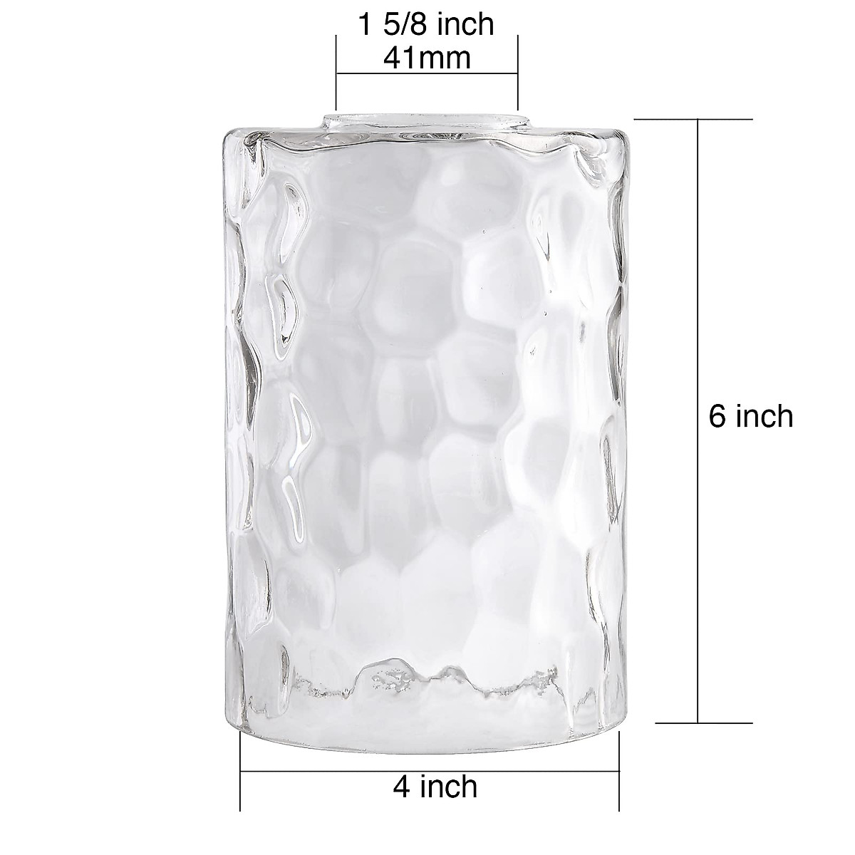 GoldSwift 3 Pack Clear Hammered Glass Lamp Shade Replacement Globe Cover, 6" Tall, Water Ripple Cylinder Glass Lampshade for Lighting Fixture Chandelier Pendant Light Wall Sconce, 1-5/8 Inch Fitter