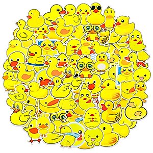 Libima 100 Pcs Yellow Duck Stickers Cute Duck Decal for Water Bottles Waterproof Bottles Sticker for Kids Teen Laptop Luggage Skateboard Fringe Phone