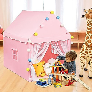 SIFREAW Foldable Kids Play Tent Canvas Children Tent Large Kids Playhouse, Indoor Outdoor Play Tent for Girls & Boys