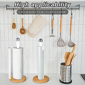 Dxlac 2 Pack Paper Towel Holder with Non-Slip Bamboo Base - Countertops and Kitchen Organization Perfect for Standard or Jumbo-Sized Roll Holder