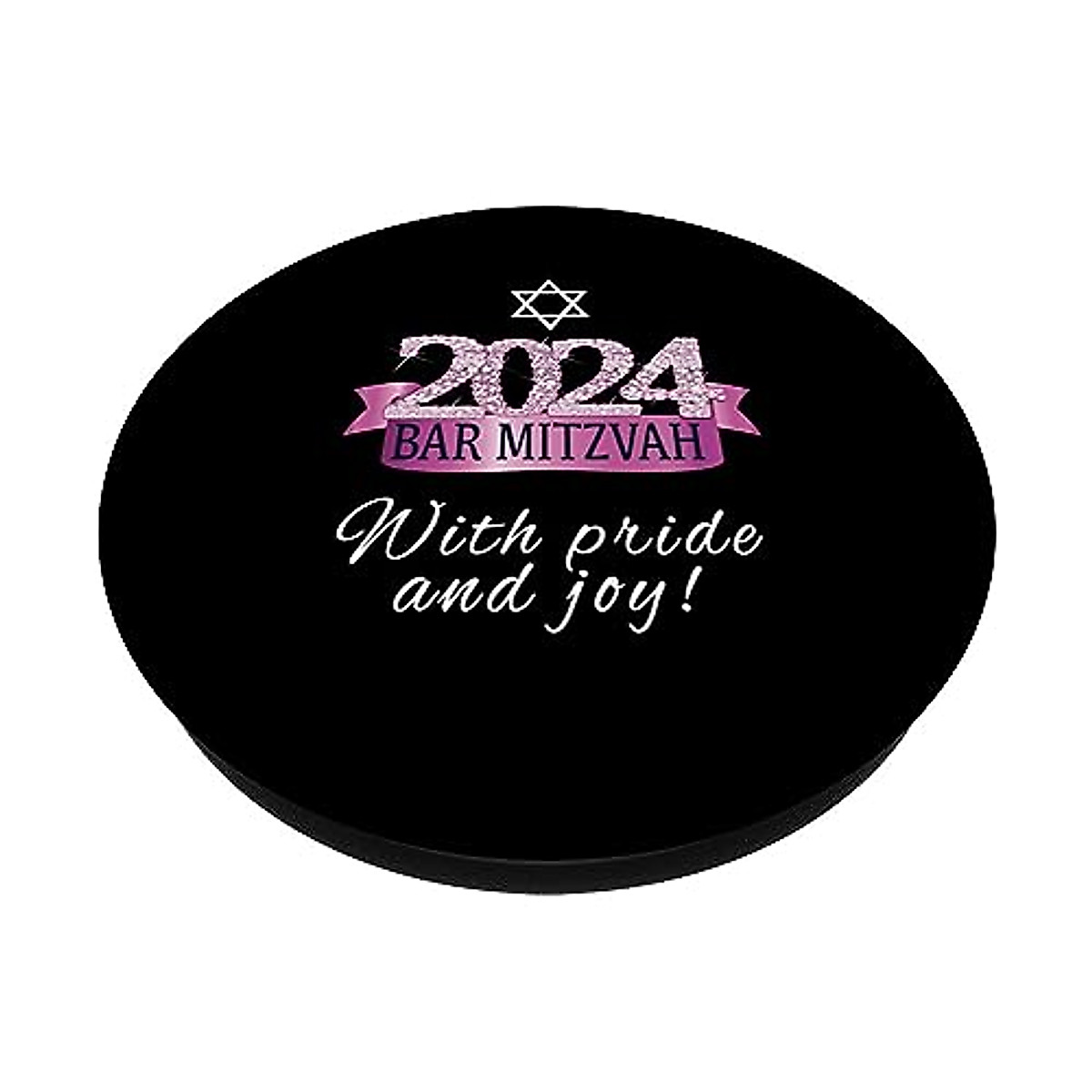 Bar Mitzvah 2024 I With Pride & Joy I Pink Banner Decor PopSockets Standard PopGrip