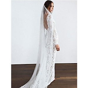 Latious Pearl Cathedral Bride Wedding Veils White 1 Tier Bridal Veil Long Veils with Comb for Brides and Women (White)