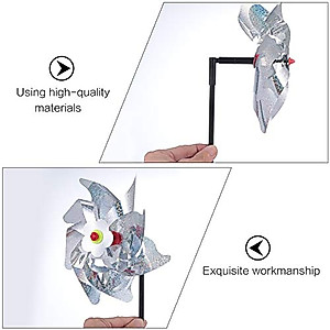 NUOBESTY 5pcs Silver Sequined Decorative Windmill Toy Colorful Reflective Bird Repellent Artifact Garden pinwheels