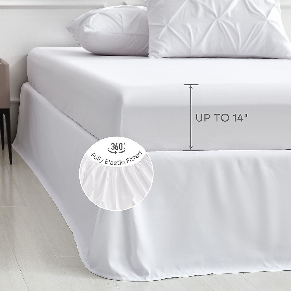 Maple&Stone White Queen Comforter Set, 7 Pieces Bed in a Bag Queen, Pintuck Bedding Sets with Comforter, Sheets, Pillowcases & Shams - White