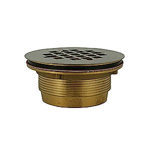 PlumBest D40140R 2-Inch Brass No Caulk Shower Drain with Stainless Steel Strainer, White