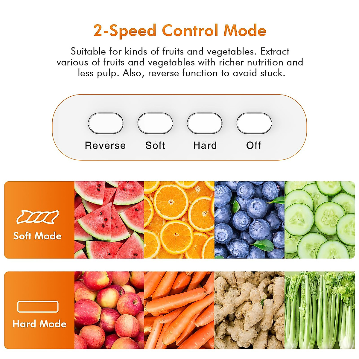 KOIOS Upgraded Juicer Machines, Cold Press Juicer, Slow Masticating Juicers with Two Speed Modes, Juicer Extractor for fruits and veggies, Reverse Function, Full Copper Motor, Easy to Clean with Brush