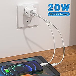 USB C Fast Charger-USB C Adapter,KOOPAO USB C Wall Fast Charger 2 Port(USB A+C) PD Plug for iPhone 13/13 Pro/12 Mini/i-Pad，i-Pad Pro/12 Mini / 11/ XS/Max/XR/X, Pixel, Galaxy,ect