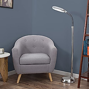 Adjustable Floor Lamp - Full Spectrum Natural Sunlight Lamp with Bendable Neck - Dimmable Light for Bedroom or Living Room by Lavish Home (Chrome)