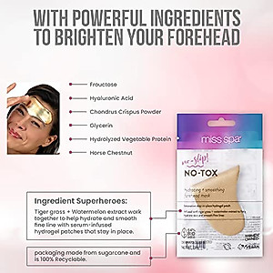 Miss Spa Forehead Wrinkle Patches, Hydrating + Smoothing Forehead Mask, Anti-Aging Facial Wrinkle Patches, Fine Lines, Serum Hydrogel Forehead Patch, Mask For Forehead & Between Eyes , Beauty & Personal Care (4 Pieces)