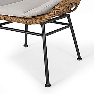 Great Deal Furniture Qearl Outdoor Club Chairs (Set of 2), Light Brown and Beige