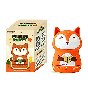 NUOSWEK Mechanical Kitchen Timer, Cute Animal Timer for Kids, Wind Up 60 Minutes Manual Countdown Timer for Classroom, Home, Study and Cooking (Orange Fox)