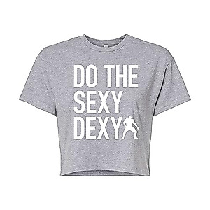 Instant Message - Do The Sexy Dexy - Juniors Cropped Cotton Blend T-Shirt - Size X-Large Heather Grey