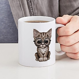 CafePress Cute Tabby Kitten With Eye Glasses Mugs Ceramic Coffee Mug, Tea Cup 11 oz