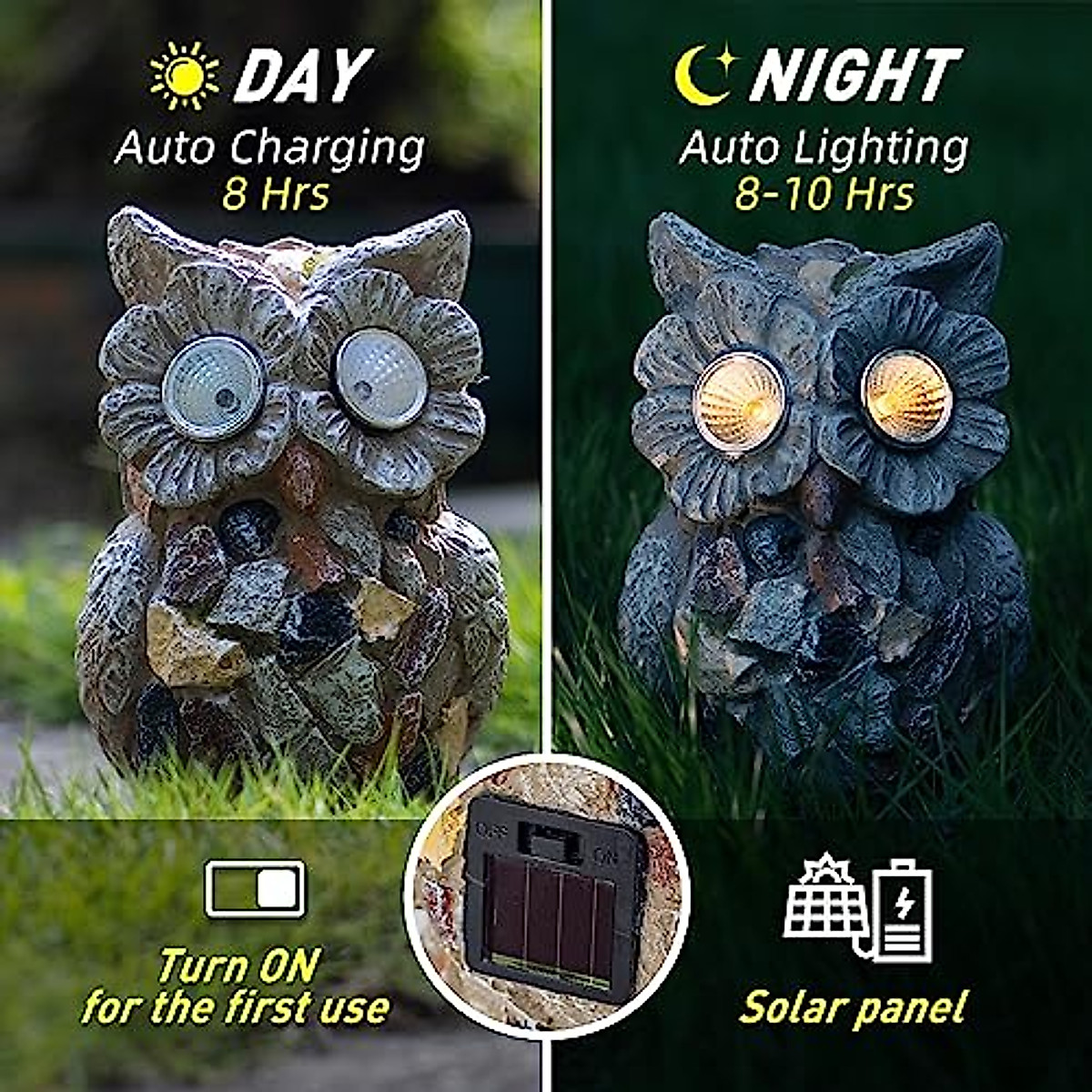 CMTGYPIN Solar-Powered LED Owl Garden Light | Durable Resin Yard Ornament | Outdoor Figurine for Gardens, Patios, and Lawns | Perfect Christmas Decoration and Gift (Owl)