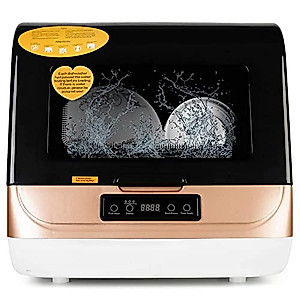 HAIMIM Portable Countertop Dishwasher,4 Washing Programs, Air-Dry Function and LED Light for Small Apartments, Dorms and RVs (Golden)