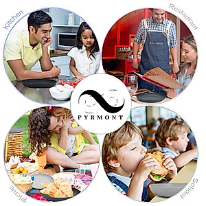 PYRMONT Dinner Plates Set of 8 Unbreakable Wheat Straw Plates 10-inch Large Plates Plastic Plates Reusable Dishwasher and Microwave Safe Unbreakable Plates for Kids (Grey Stone)