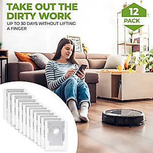 12Pack Vacuum Bags Compatible with iRobot Roomba Bags i & s & j Series, Replacement for iRobot Roomba i1+ i4+ i6+ i7+ i7Plus, i8+ s9+ Vacuum with Automatic Dirt Disposal Bags