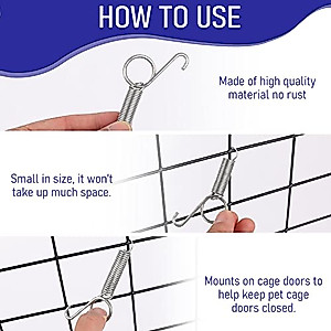 10Pcs Rabbit Cages Spring Cage Latch Door Spring Latch Hook for Rabbit Cages Metal Finger Spring Latch Hook for Fixing Small Animal, Dog, Cat, Parrot, Guinea Pig, Bunny,Parrot Hedgehog Cage Door