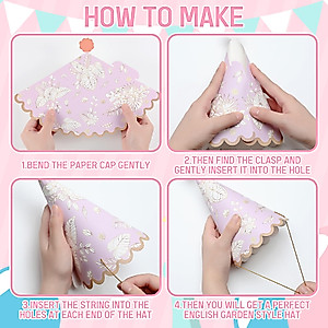 Saypacck 24 Pcs English Garden Birthday Party Hats for Kids Floral Birthday Hats Garden Themed Party Cone Hats Colorful Paper Hats for Adults Birthday Baby Shower Party Supplies