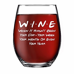 Best Friends Funny Stemless Wine Glass Wine Tumbler Drinking Glass 17 Oz with Funny Sayings For Women & Men
