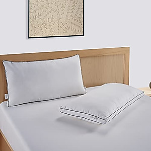 LANE LINEN Standard Pillows for Sleeping - Bed Pillows Set of 4 - Luxury Hotel Quality Down Alternative Pillows for Back and Side Sleeper, Soft and Supportive Gusseted Cool Breathable Pillow, 20x26