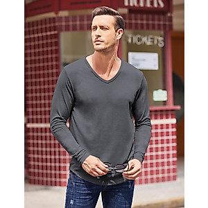 COOFANDY Men Muscle V Neck T Shirt Hipster Bodybuilding Fitted Casual Shirt Pack Grey/White