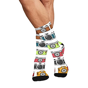 Women's & Men's Socks With Camera Vintage Retro Pattern on Them Cool Novelty Design For Work, Gym, Fitness, Sports, Traveling, Playing