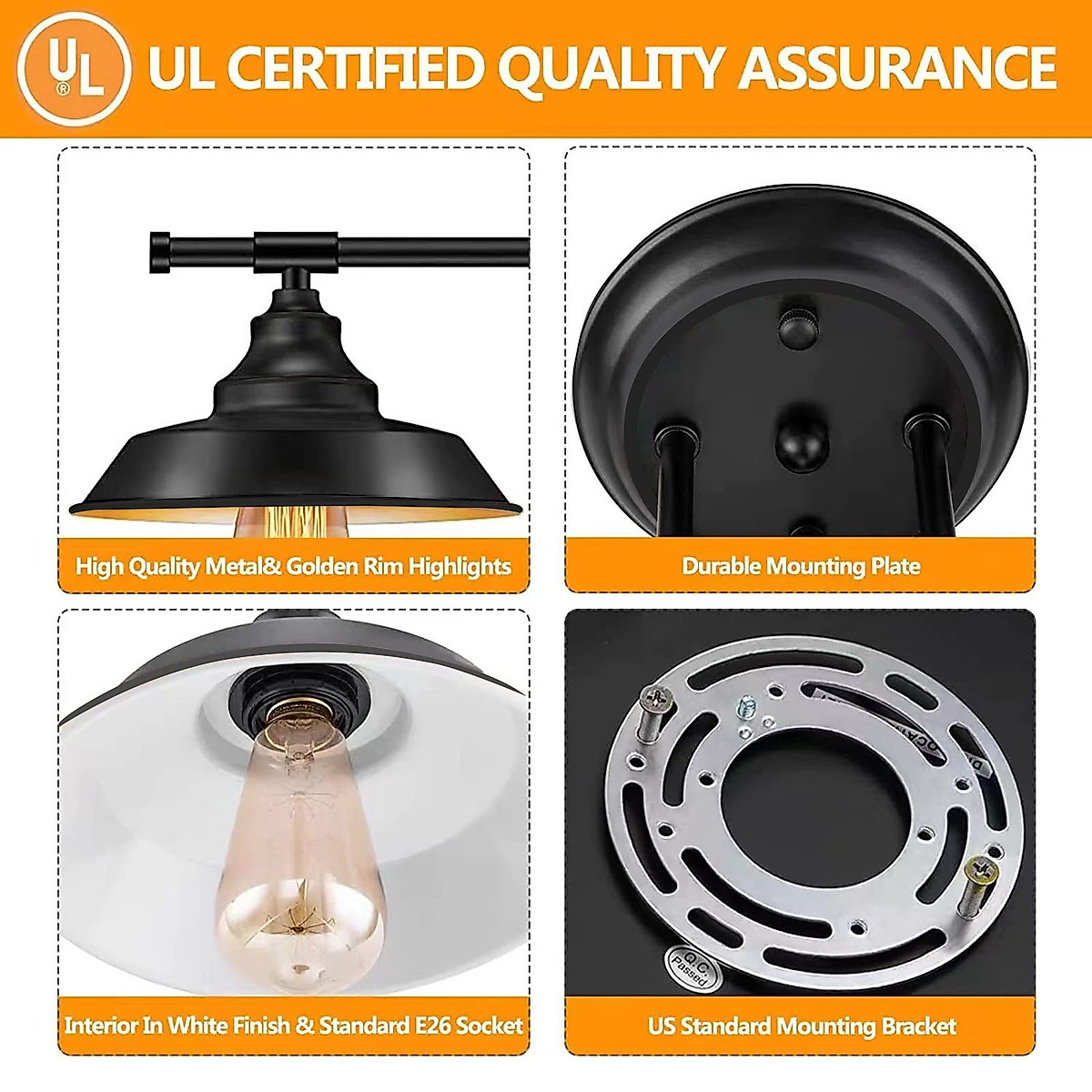 Elibbren Farmhouse Rustic Vintage 3-Lights Vanity Wall Sconce Lighting, E26 Base Metal Matte Black Industrial Bathroom Wall Light Fixture for Bathroom Vanity Mirror Cabinets Dressing Table（BLACK）