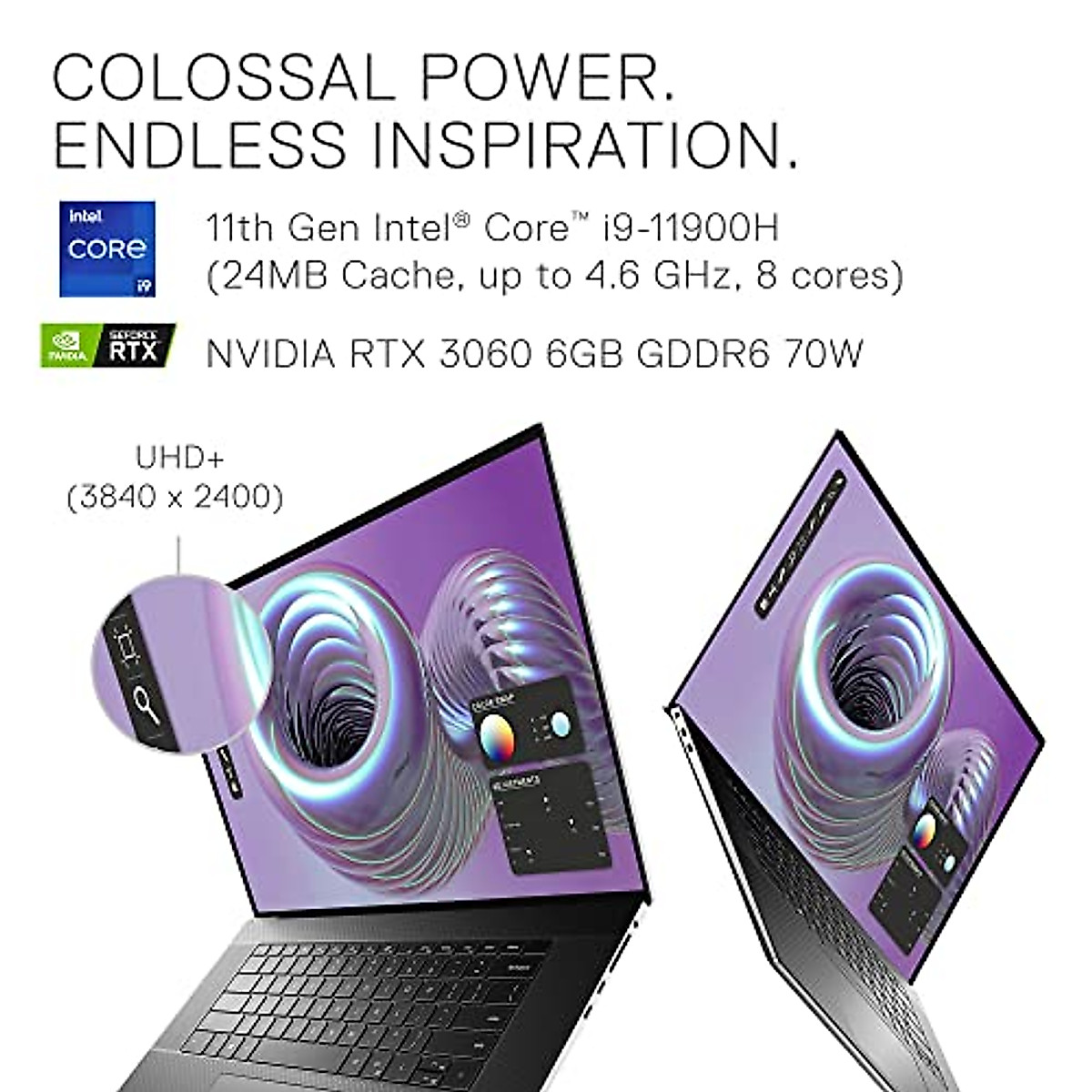 Dell XPS 17 9710, 17 inch UHD+ Touchscreen Laptop - Intel Core i9-11900H, 32GB DDR4 RAM, 1TB SSD, NVIDIA GeForce RTX 3060 6GB GDDR6, Windows 11 Pro - Platinum Silver with Pro Support