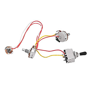 Guitar Wiring Harness, Guitar Prewired Harness Humbucker Wiring Harness Prewired 3 Way Chrome Box Toggle Switch 500K Pots for Electric Guitar with 2 Humbuckers guitar wiring kit