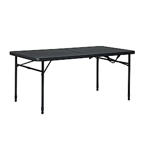 4ft Fold-in-Half Adjustable Table - Rich Black, Versatile & Compact!