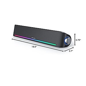 Computer Speakers, Hi-Fi Sound Quality Computer Sound Bar, Bluetooth 5.0 & 3.5mm Wired PC Speakers with 4 Dynamic Lighting Modes, USB Powered Speakers for PC, Desktop, Laptops, Phones, Monitors, Xbox