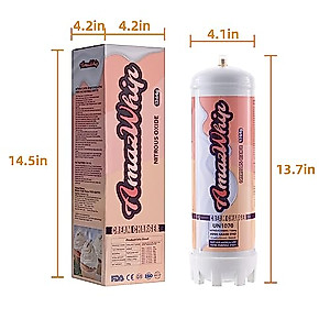 AMAZWHIP Original Flavor Whipped Cream Charger 2.2L,1364g Nitrous Oxide Tank-Classic Taste Never Goes Out Of Style (2 cylinders)