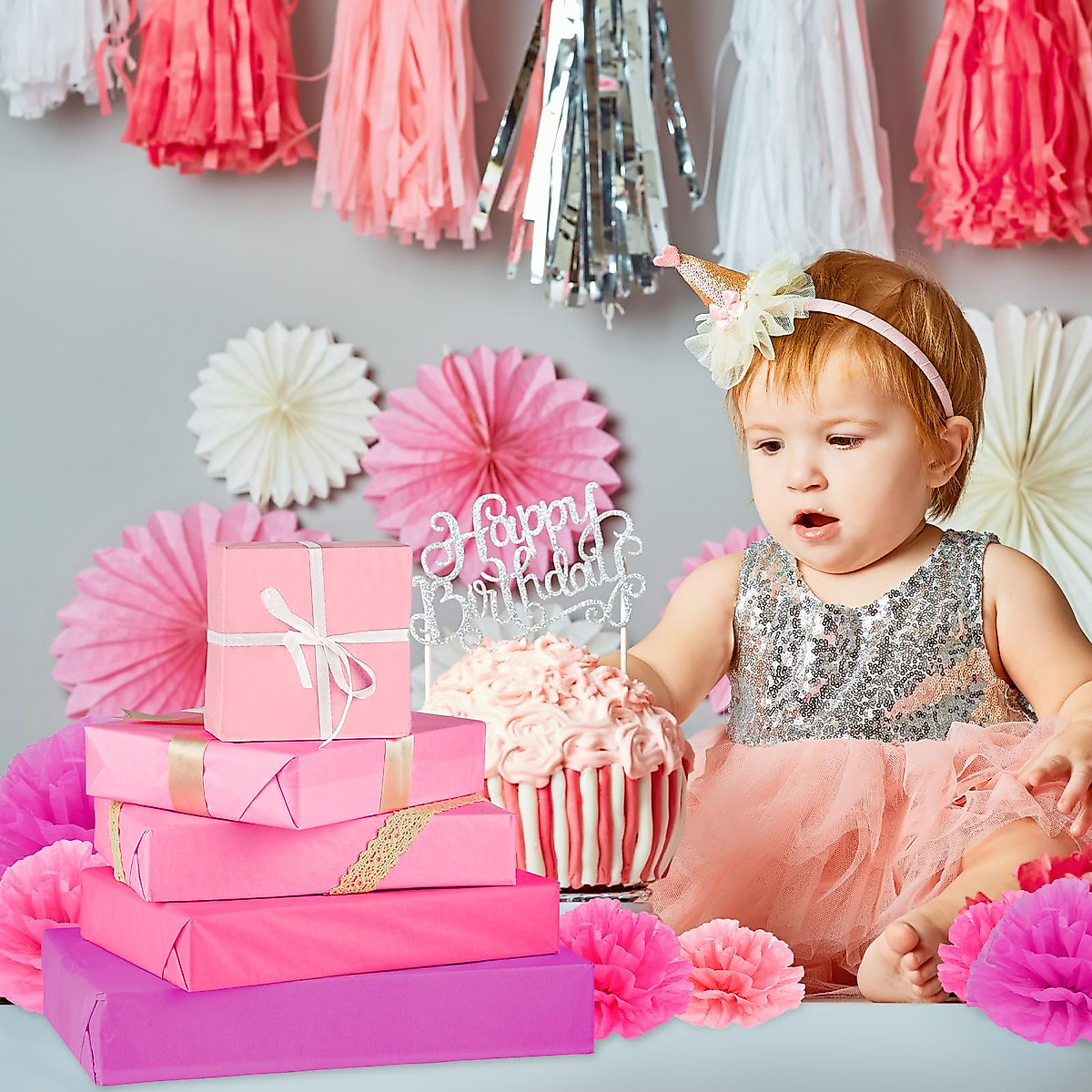 NEBURORA 108Sheets Pink Gift Tissue Paper Valentine's Day Tissue Paper Wrap Tissue for Packaging Presents Crafts Bouquets and Art Craft DIY Floral Birthday Party Festival