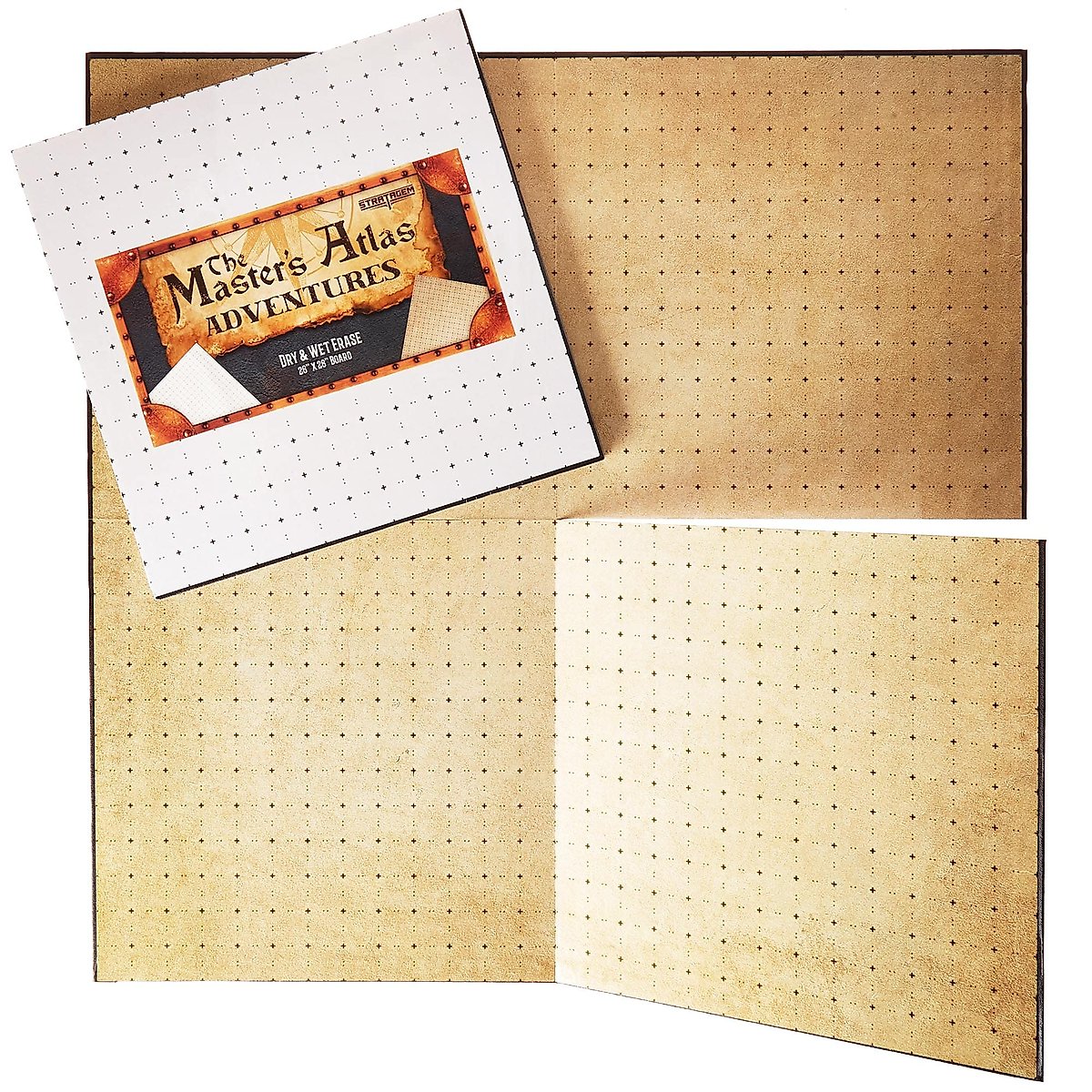 The Master's Atlas: Adventures Blank/Parchment Tabletop RPG Game Board - 26" x 26" Reusable Double-Sided Board Mat for Creating D&D & TTRPG Maps – Customizable GM Accessories for Role Playing Gaming