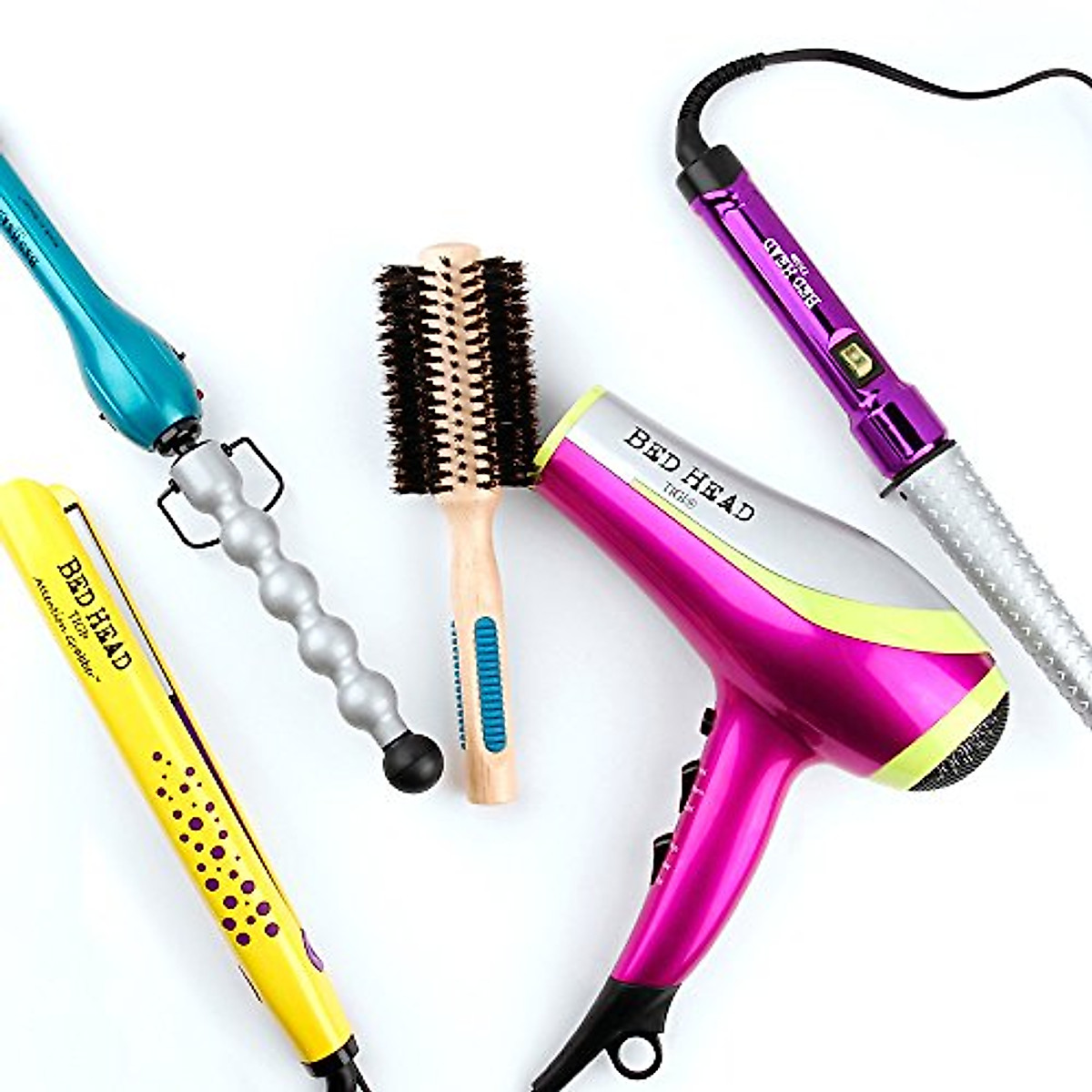 Bed Head Rock N Roller Clamp Free 2-in-1 Curling Wand | Round Barrel for Tousled Waves