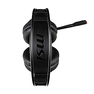 MSI DS502 Gaming Headset, Enhanced Virtual 7.1 Surround Sound, Ergonimic Design, Omnidirectional Microphone, Intelligent Vibration System, Red LED Lighting, PC/Mac