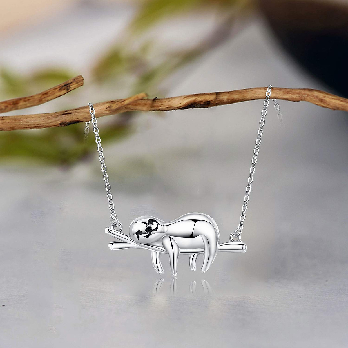 JUSTKIDSTOY Mother's Day Gifts Sloth Necklace for Women Sterling Silver “Slow Down Be Happy” Sloth Pendant Necklace Cute Animal Jewelry Gifts for Daughter