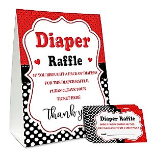 Diaper Raffle Baby Shower Game, 1 Standing Sign and 50 Tickets, Wave point Theme Gender Neutral For Boys or Girls, Bring A Pack of Diapers for Mom-To-Be, (033)