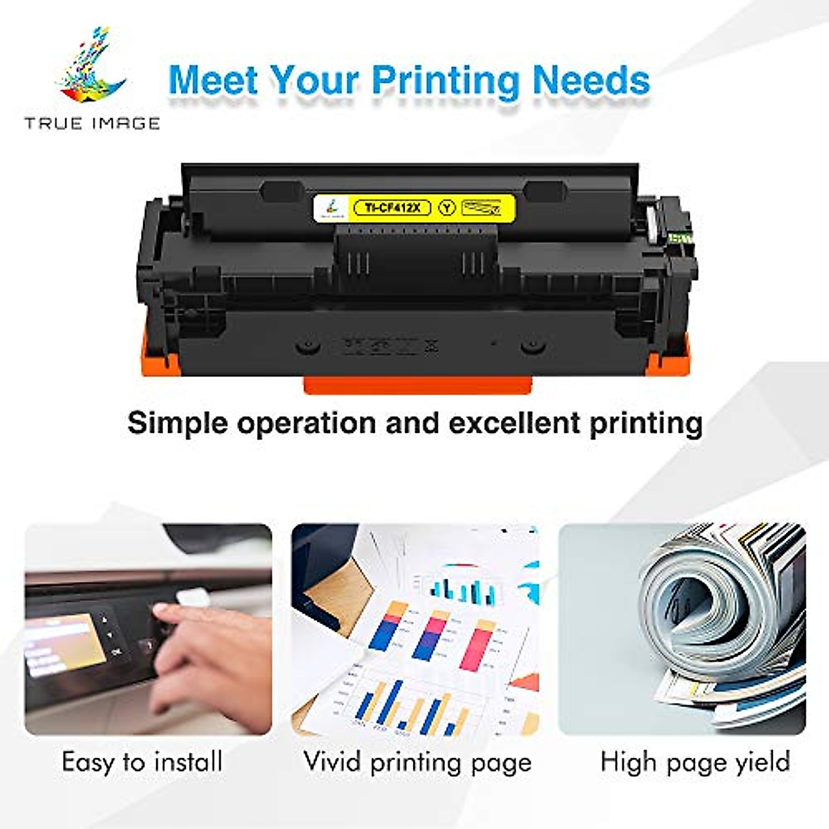 TRUE IMAGE Compatible Toner Cartridge Replacement for HP 410X 410A CF410X CF411X CF412X CF413X to use with Color Pro MFP M477fdw M477fdn M477fnw Pro M452dn M452nw M452dw Printer Toner Ink (4 Pack)