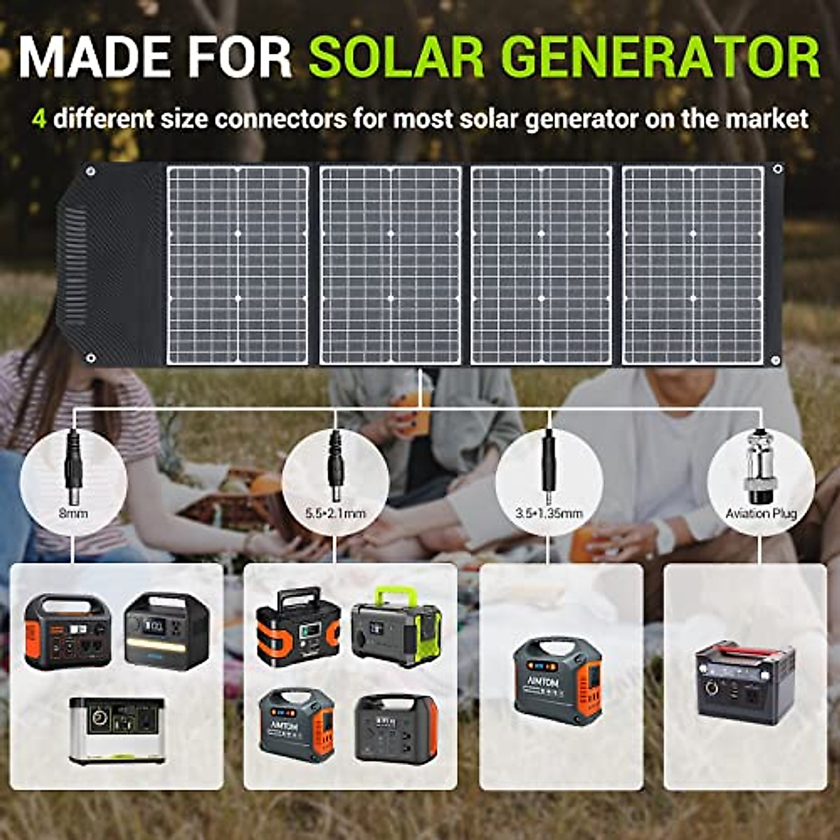 PAXCESS RM120 120 Watt 18 Volt Portable Outdoor Folding Solar Panel with Type C USB Output and Kickstand for RV Camping Solar Power Generator Station