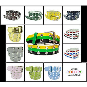 Belle Donne - Women's Double Grommet Leather Jeans Belt, Black , Size L(37"-39")