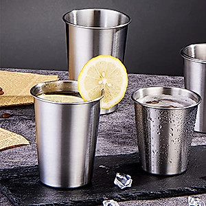 JIANYI Stainless Steel Cups, 8 Ounce Stainless Steel Kids Cups for Drinking, Reusable Water Tumbler Metal Drinking Glasses for Kids and Adults, fathers day gift ideas (4 Pack)