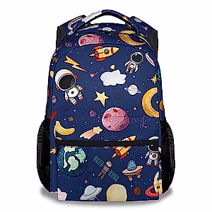 KAXVZER Space Backpack for Girls - 16 Inch Blue Backpacks for School - Cute Lightweight Bookbag for Boys
