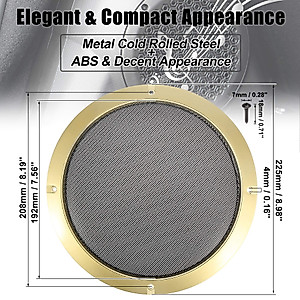 X AUTOHAUX 2pcs 8" Gold Tone Car Audio Speaker Cover Mesh Subwoofer Grill Horn Glossy Guard Protector