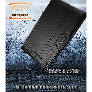 Poetic Explorer Case Designed for iPad 10.2 9th Generation (2021) / 8th Gen (2020) /7th Gen (2019) Case, Full Body Rugged Stand Folio Cover Case, Built-in Screen Protector and Pencil Holder, Black