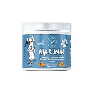 Live Well Dog Hip & Joint Chew for Dogs - Now with Turmeric and Black Pepper - Pet Products with Glucosamine, Chondroitin, & MSM + Vitamins C and E for Dog Joint Relief – 120 Count