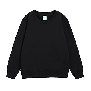 Kids Child Boys Girls Autumn Sweater T-shirt Solid Patchwork Long Sleeve Cotton Soft Sweatshirt (Black, 9-11 Years)